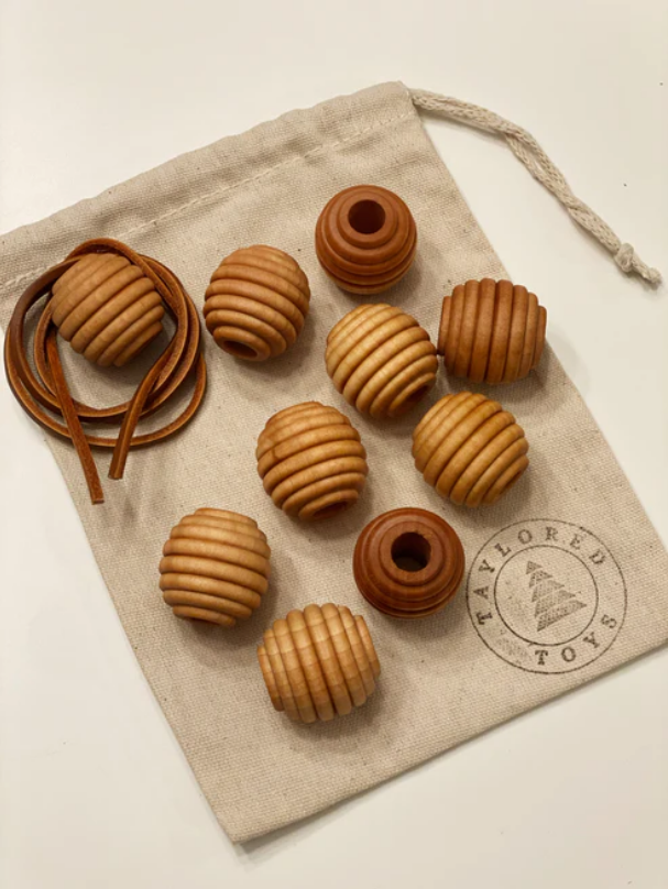 Wood Lacing Beads with Leather Cord – Sonsuh Educational Supplies Inc.
