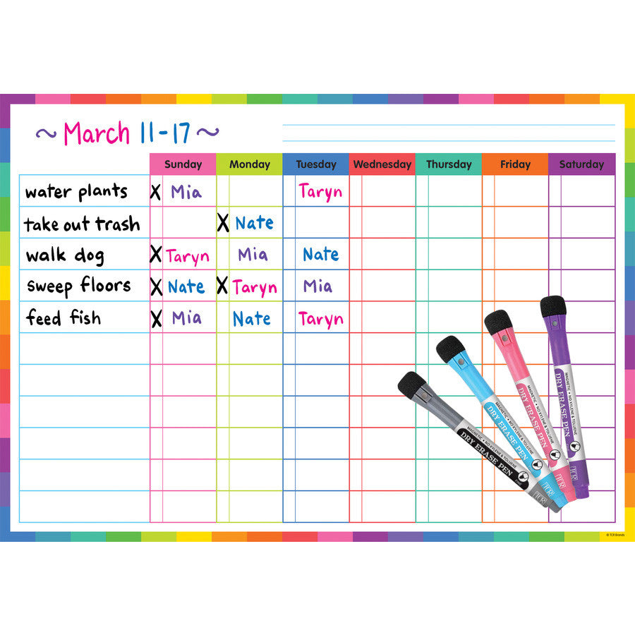 Colourful Dry- Erase Magnetic Task Chart – Sonsuh Educational Supplies Inc.