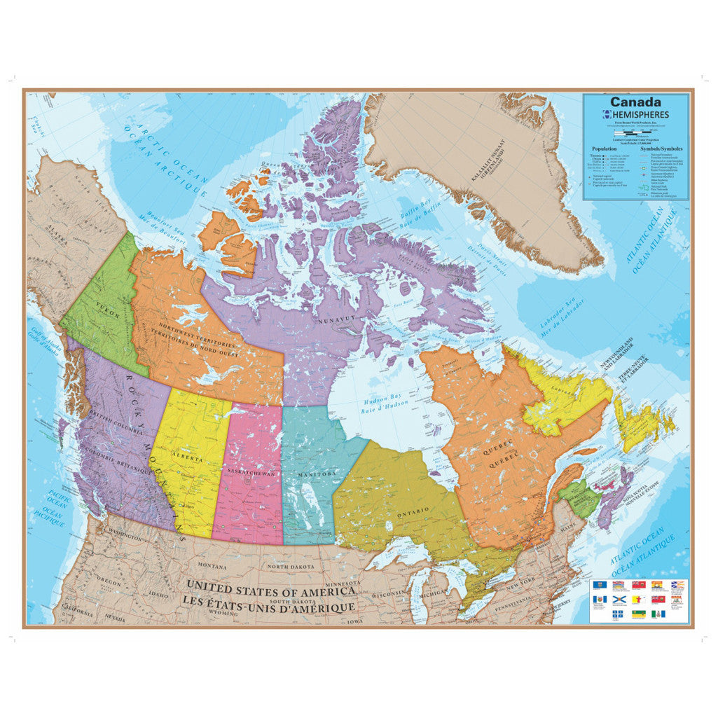 French/English Canada Wall Map-With Flags (47"H x 38"W) – Sonsuh ...