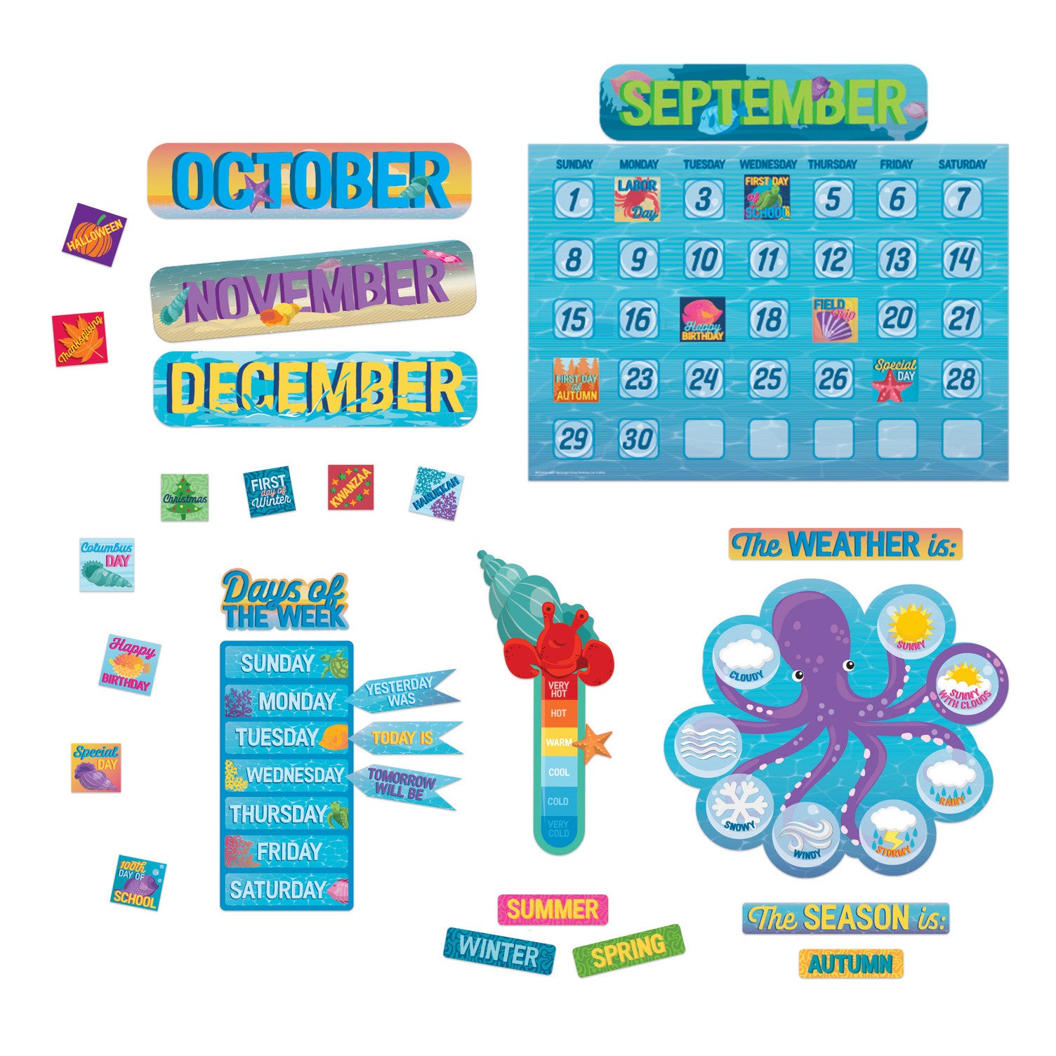 Seas the Day Calendar Bulletin Board Set – Sonsuh Educational Supplies Inc.